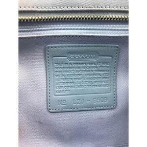 Coach | Bags | Coach Trim Light Blue Canvas Small Leather Tote | Poshmark